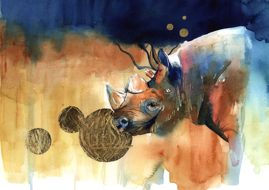A4 Rhino Print - Folksy