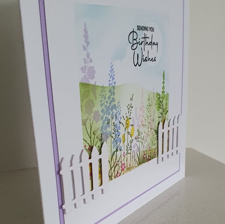 Spring flowers scene female birthday card - Folksy