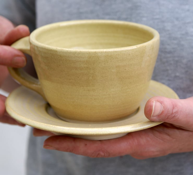 Pottery cappuccino cups and saucers - a handmad... - Folksy