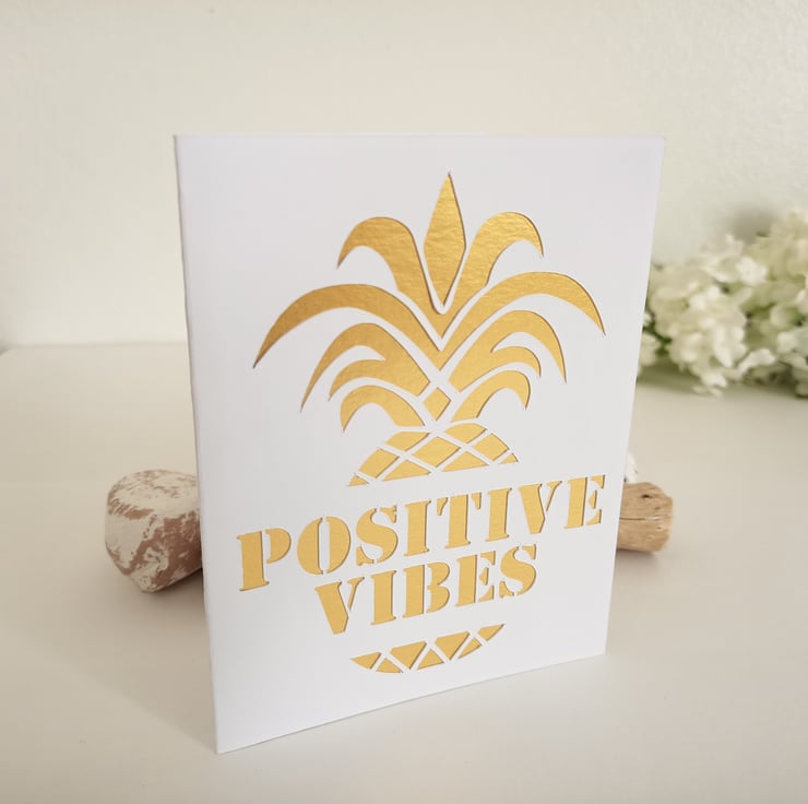 Positive Vibes Pineapple Card - Folksy