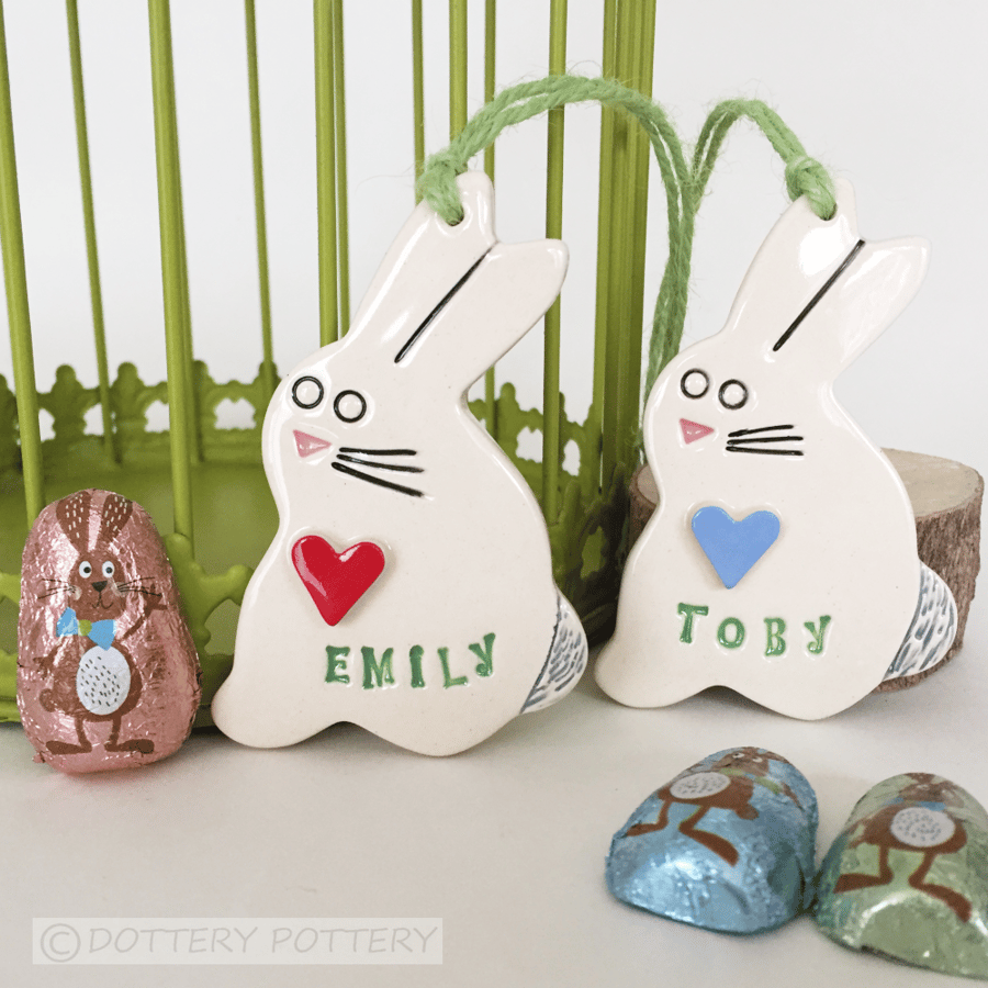 Personalised Easter Bunny decoration Ceramic Bu... - Folksy