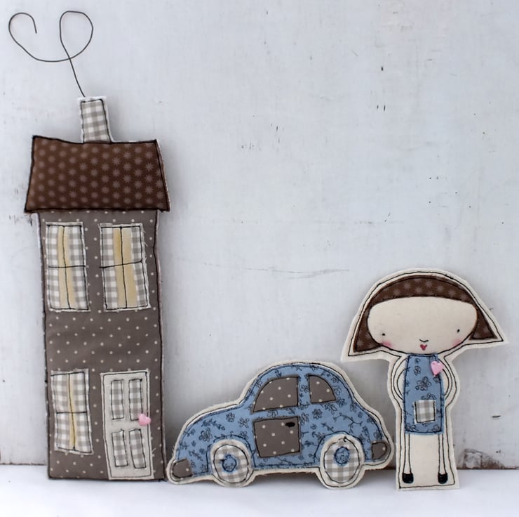 Hanging House, Car and Girl - Folksy