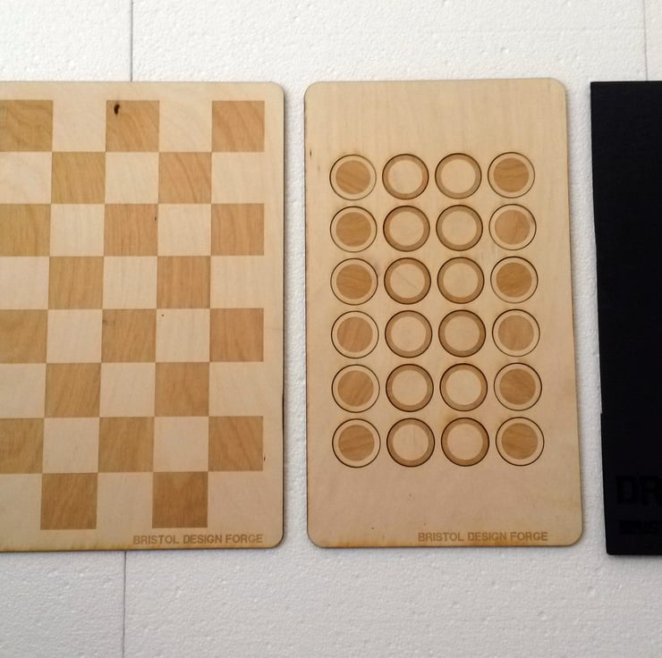 Minimal Draughts Set - Laser Cut Draughts Set - Folksy