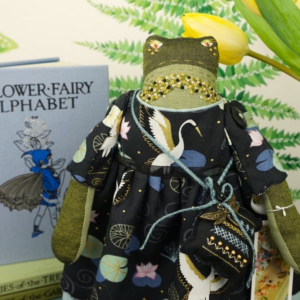 Vibia, A Tiny Grumpy Frog Doll - Folksy