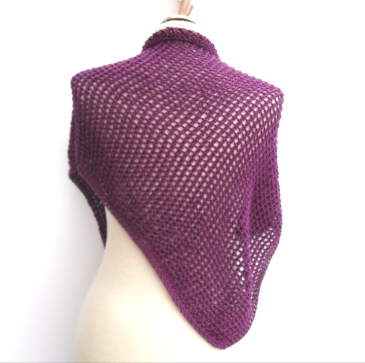 Asymmetrical plum lace cotton shawl - Folksy