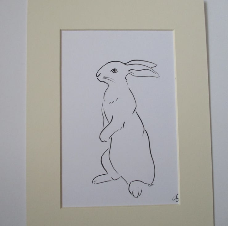 Bunny Picture Original Rabbit Artwork Line Pain... - Folksy