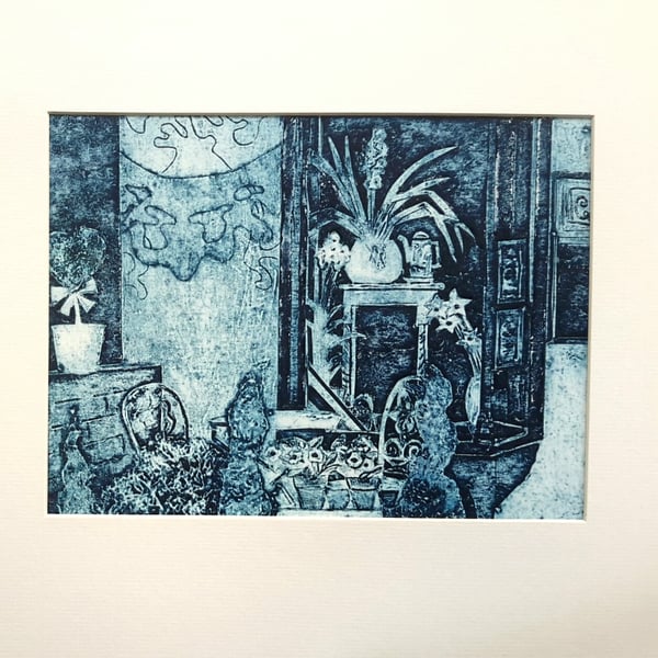 Original collagraph print 'The Flower House' - Folksy