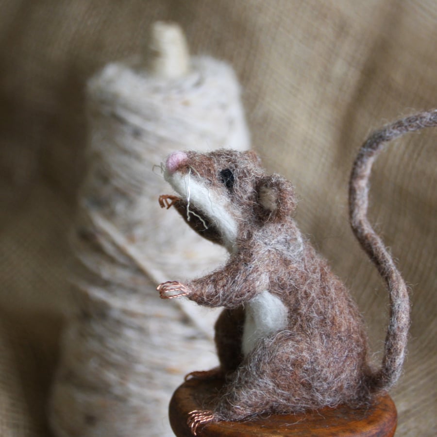 Little Mill Mouse - needle felted mouse sculpture - Folksy