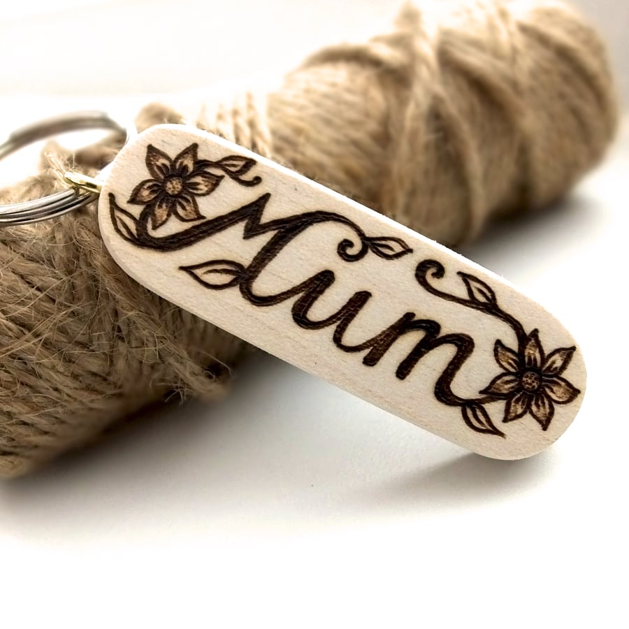Gift for Mum, Hand Burned Pyrography Wooden Flo... - Folksy