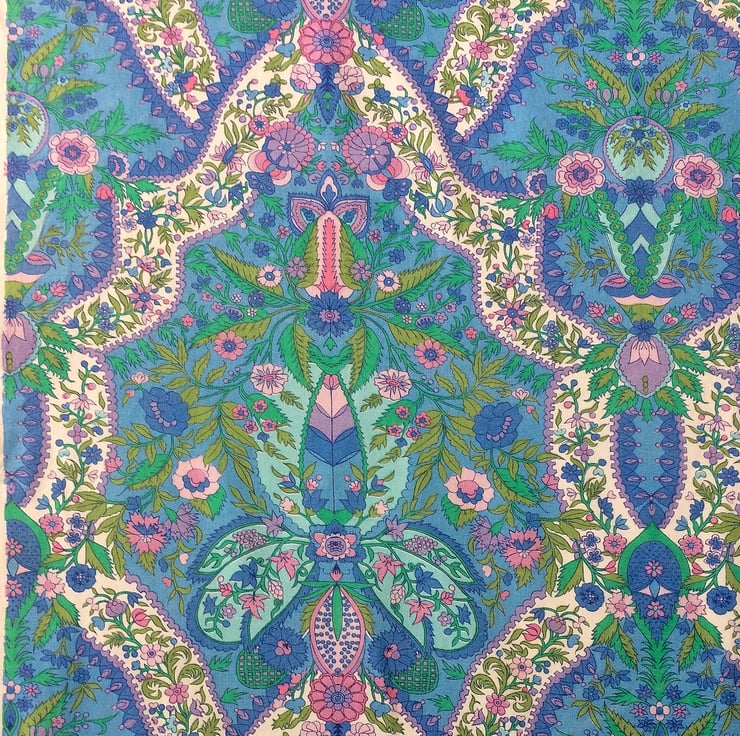 Blue Green and PInk SHALIMAR Jonelle Vintage Fa... - Folksy
