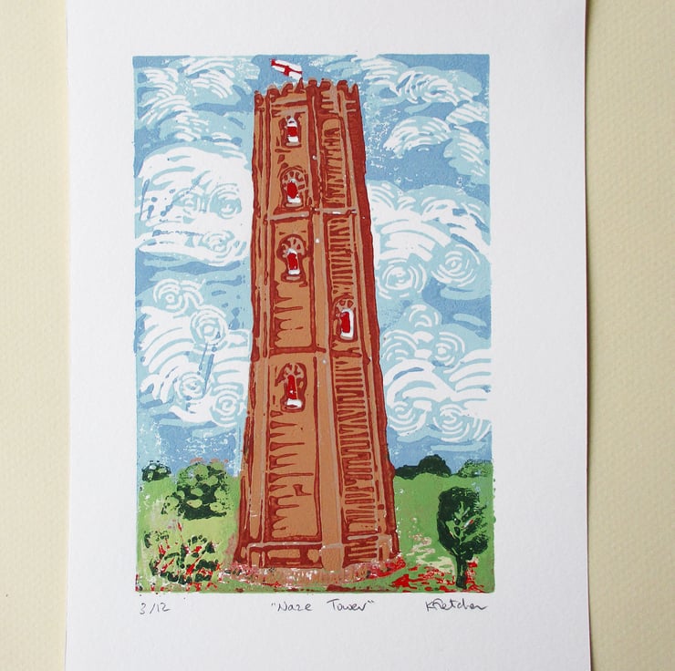 Naze Tower, Essex Original Hand Pressed Linocut... - Folksy