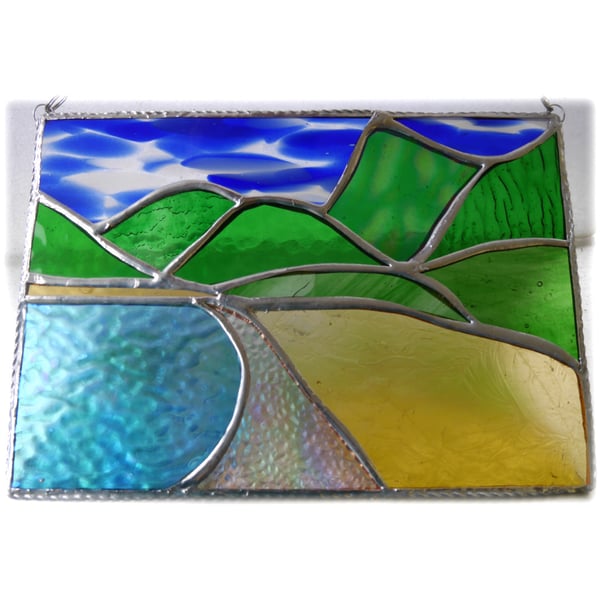 Tropical Beach Stained Glass Picture Landscape 001 - Folksy
