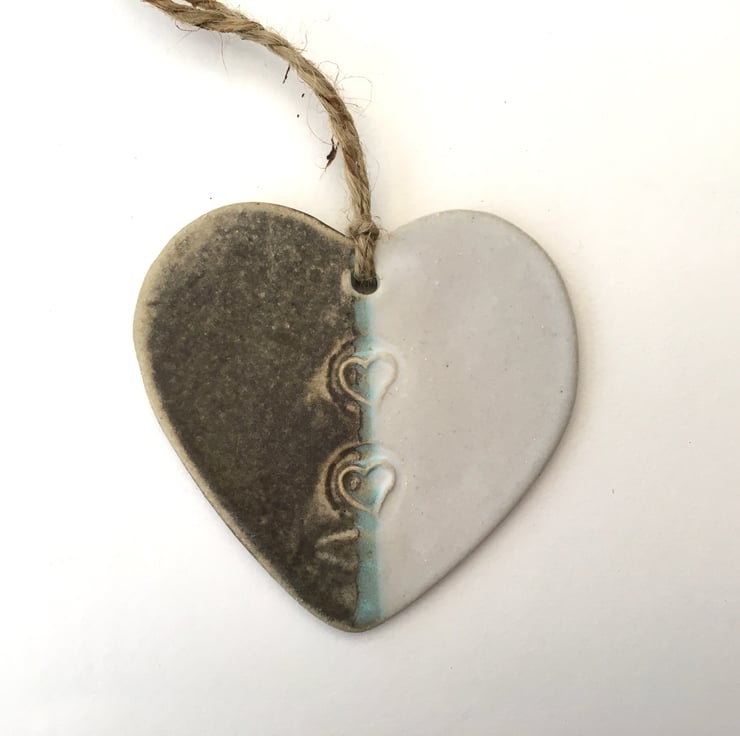 Hand made Loveheart hanger, ceramic lovehearts,... - Folksy