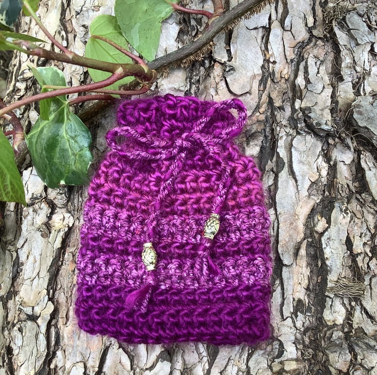 Small Crocheted Bag Pouch for Crystals Dice Run... - Folksy