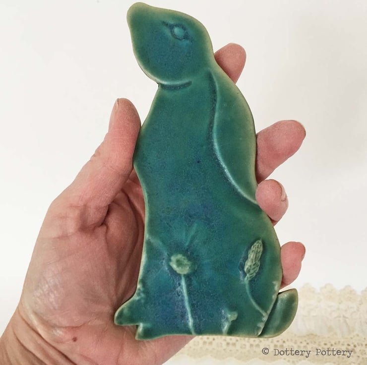 Ceramic Moon Gazing Hare Pottery Hare decoratio... - Folksy