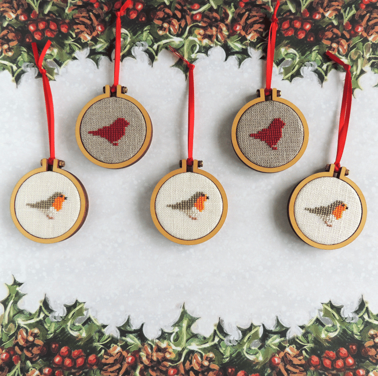 Robin tree decoration - hand embroidered robin ... - Folksy