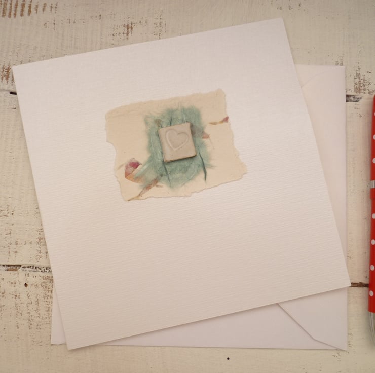 Handmade ceramic Gift card, blank greetings car... - Folksy