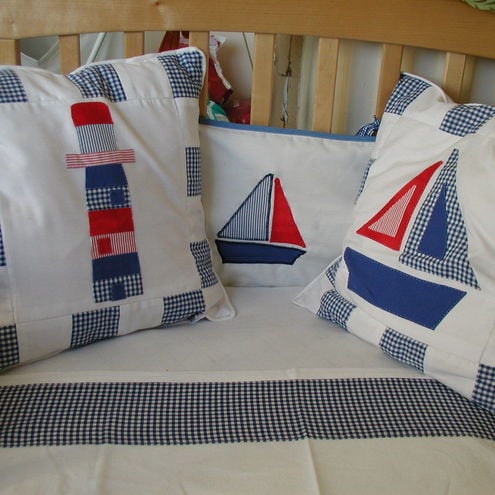Boy's Boat Applique Cushion - Folksy