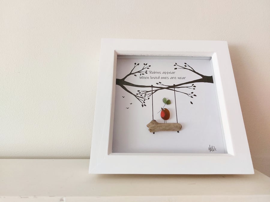 Sea Glass Robin Art - Beach Glass Framed Pictur... - Folksy