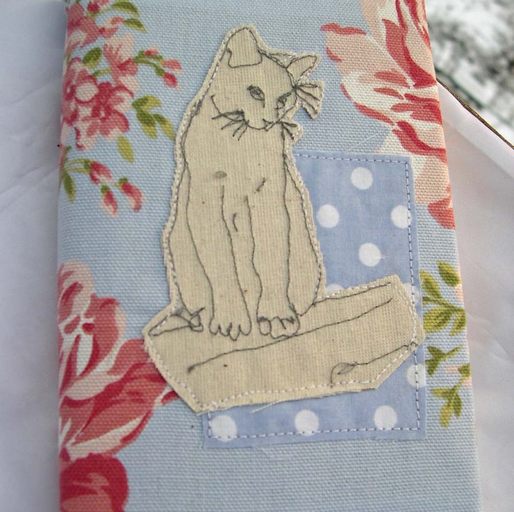 Textile Freehand Embroidered Cat Diary 2015 - Folksy