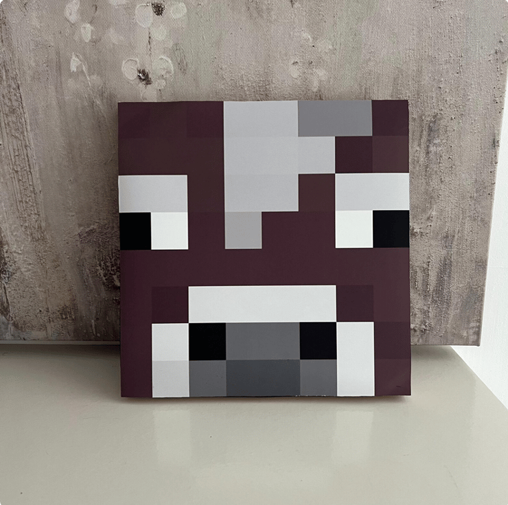 Pixel Cow Face – Freestanding Block Art Plaque ... - Folksy