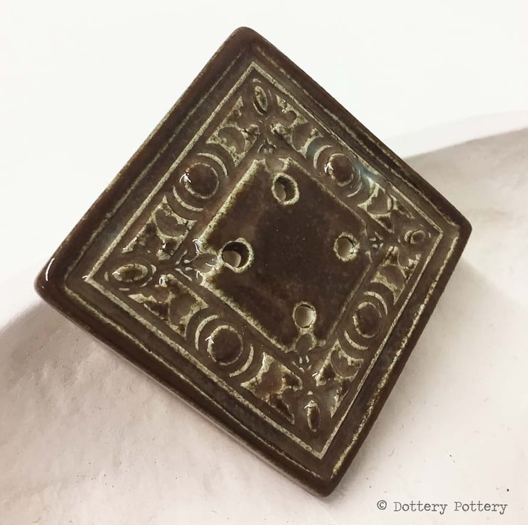 Large ceramic button pottery button brown button - Folksy