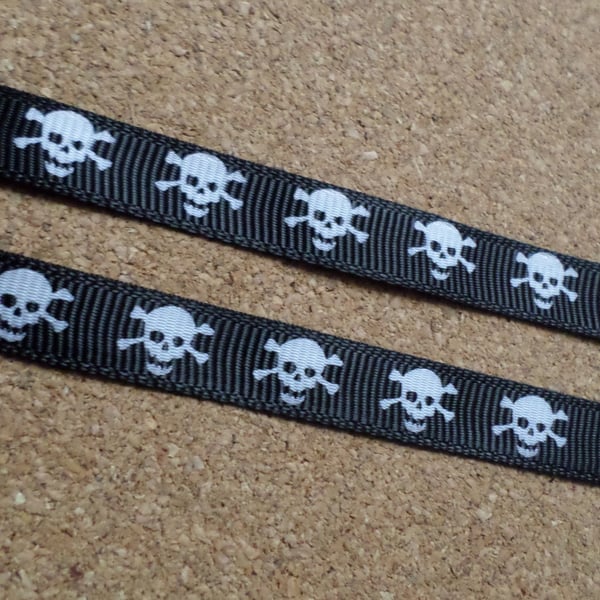 3m Ribbon - Printed Grosgrain - 9mm - Skull &am... - Folksy