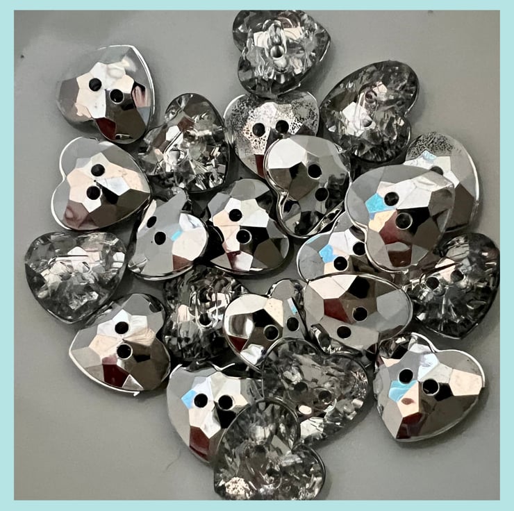 Silver Diamante Buttons, Silver Heart buttons, ... - Folksy