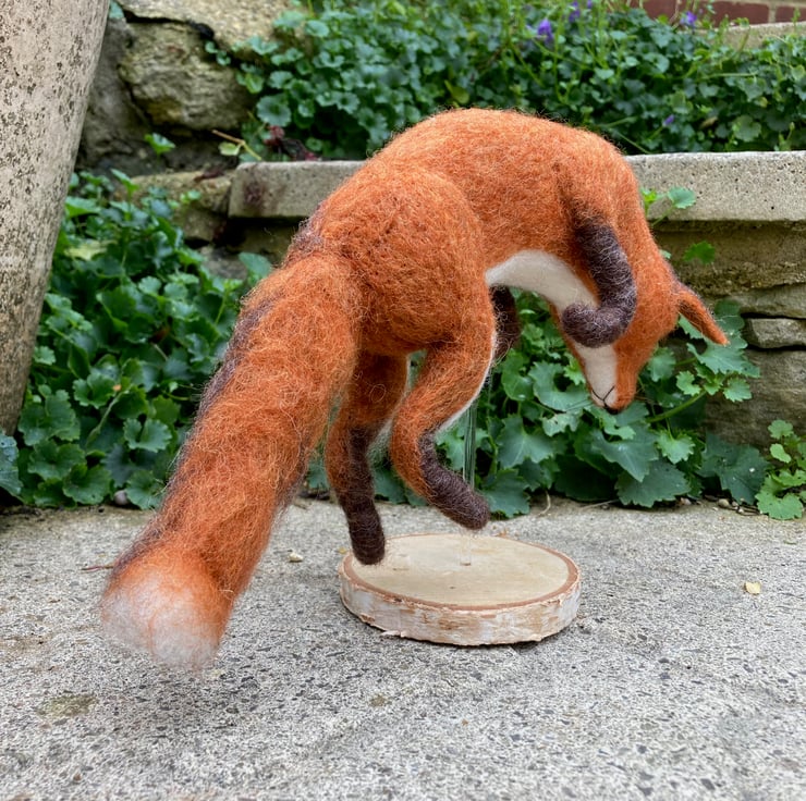 Leaping Fox, needle felted model, woollen sculp... - Folksy
