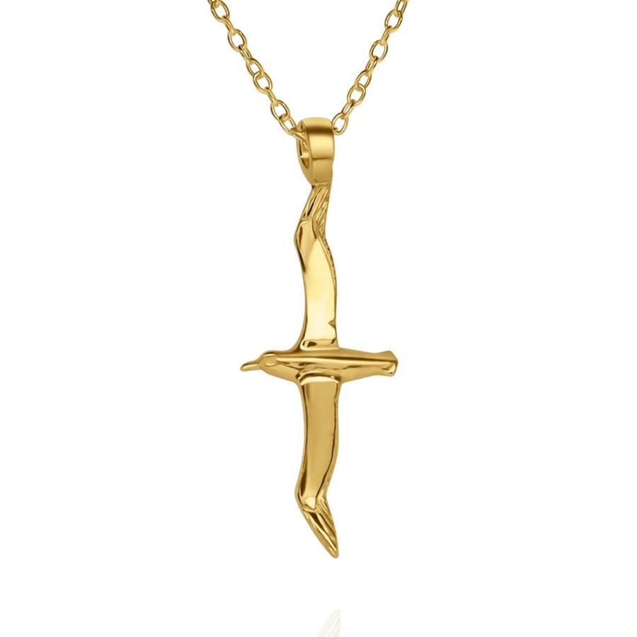 Gold vermeil Albatross charm pendant and chain. - Folksy