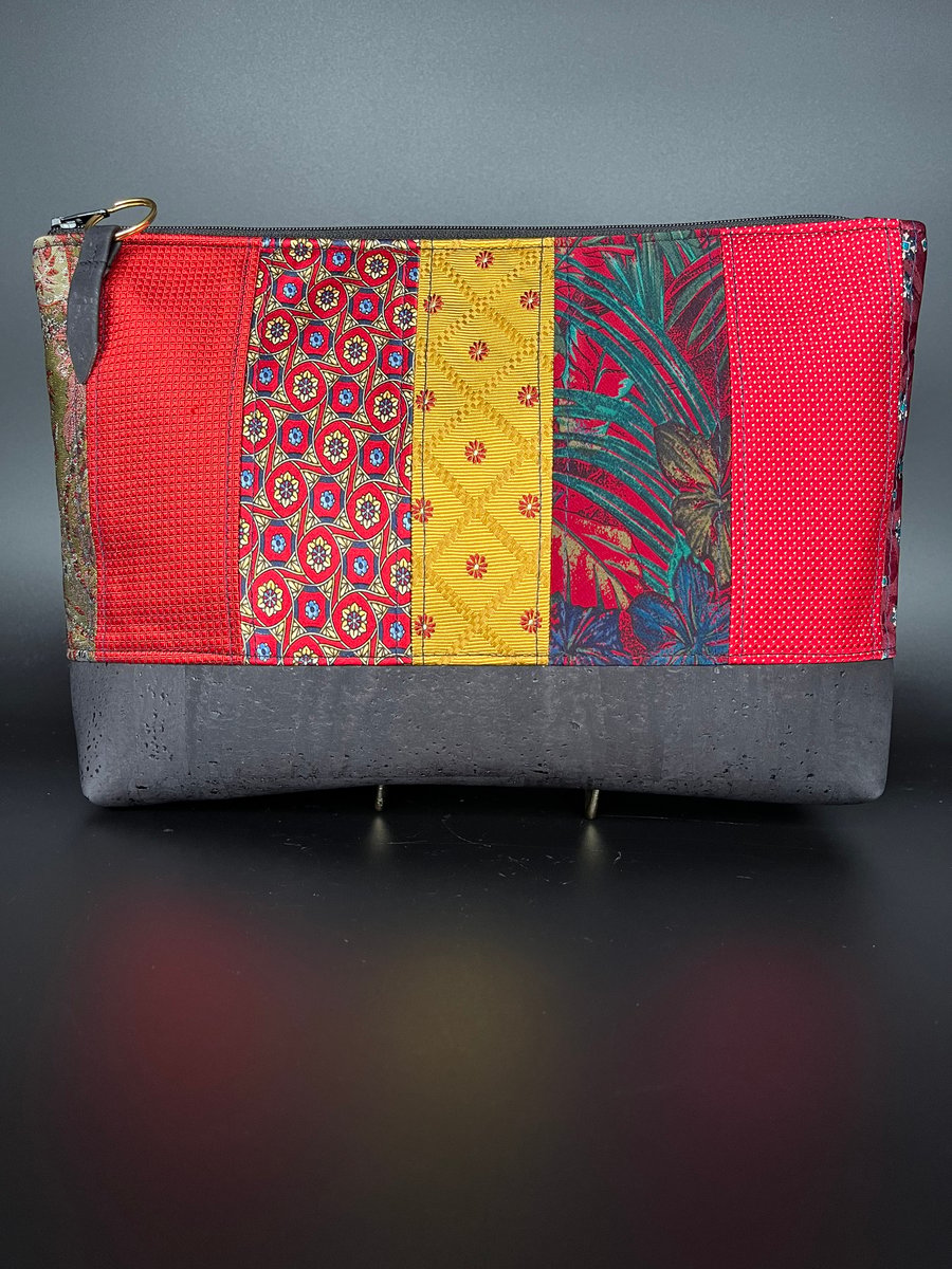 Up cycled wash bag in shades of red - Folksy