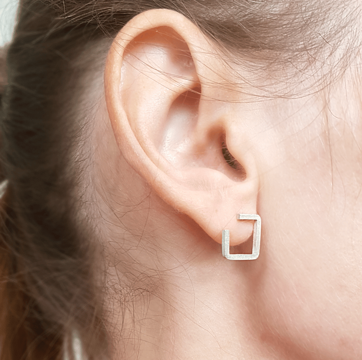 Square Wire Stud Earrings in Sterling Silver - ... - Folksy