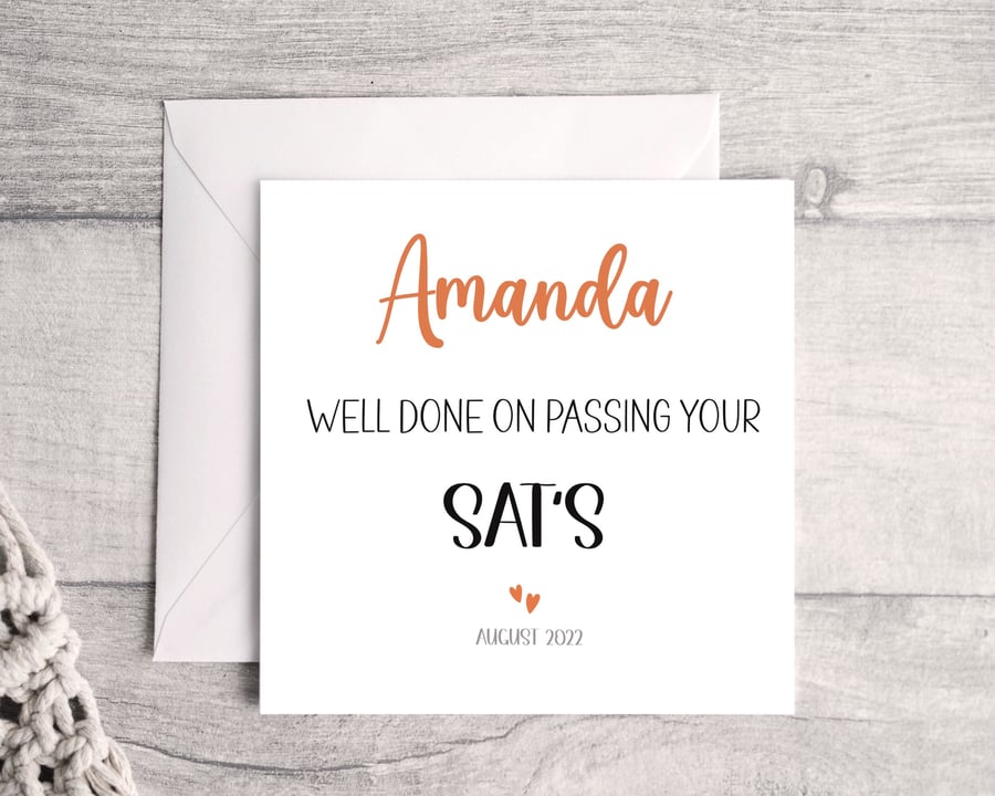 Personalised Well Done on Passing your SAT’s Card - Folksy