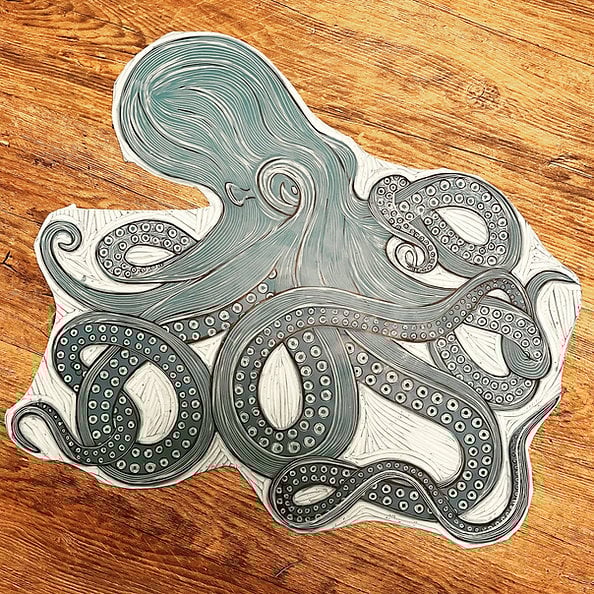 Octopus - Original Linocut Print - Folksy