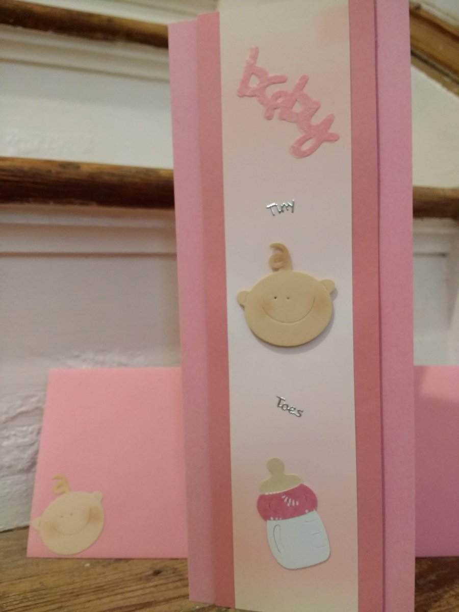 Pink Baby Girl Congratulations card - Folksy