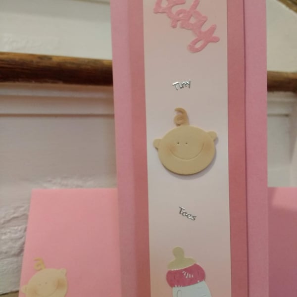 Pink Baby Girl Congratulations card - Folksy