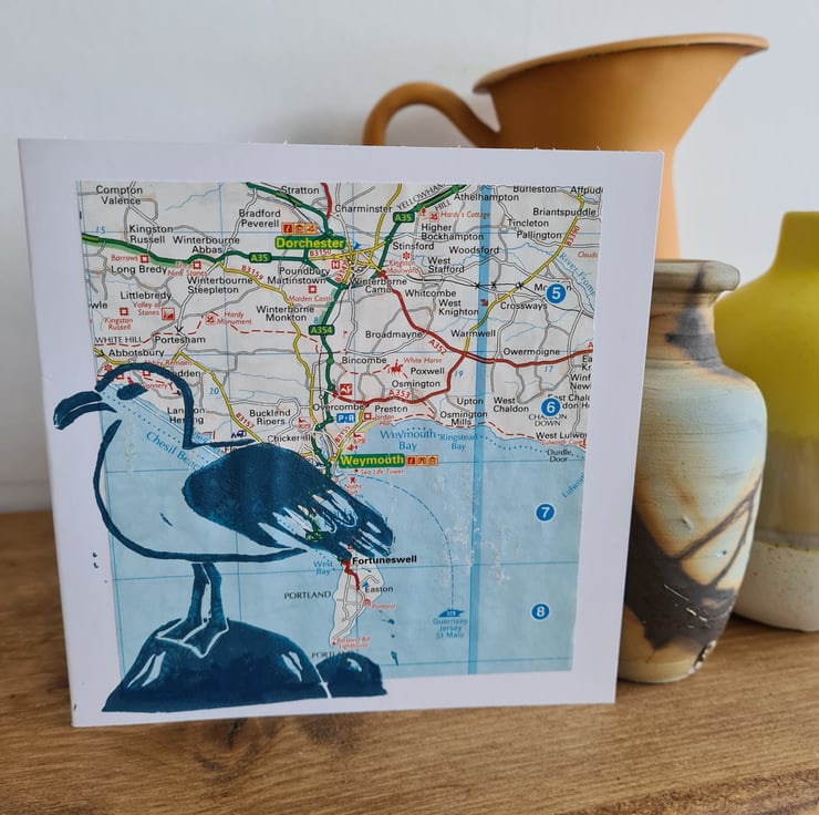 Dorset Weymouth Dorchester Portland map card co... - Folksy