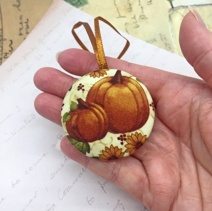 Pumpkins and acorns large fabric buttons double... - Folksy