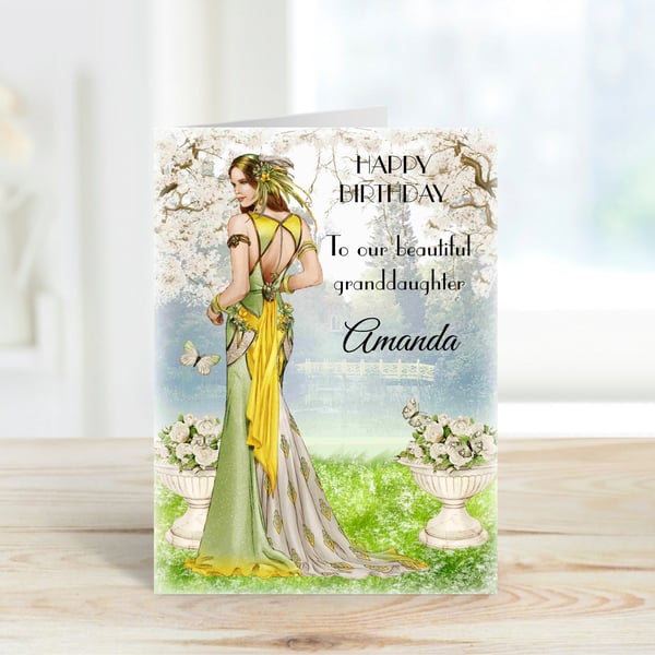 Personalised Art Deco Lady Greeting Card. Amand... - Folksy