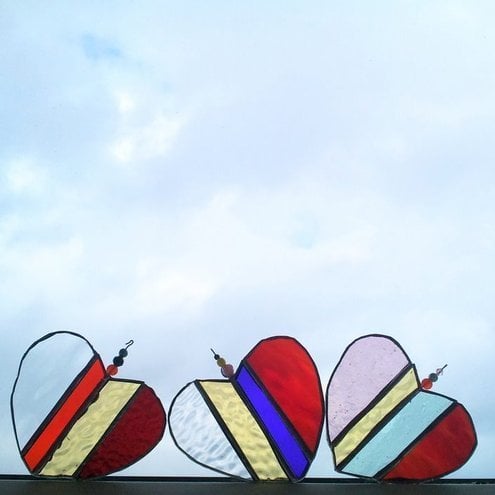 Large stained glass heart - Folksy