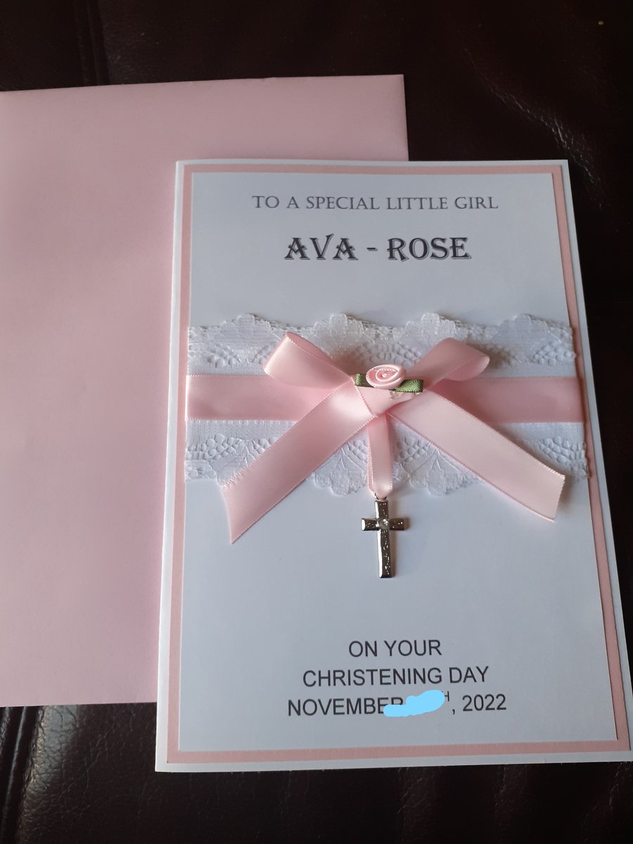 Christening Personalized Girl's Card - Handmade - Folksy