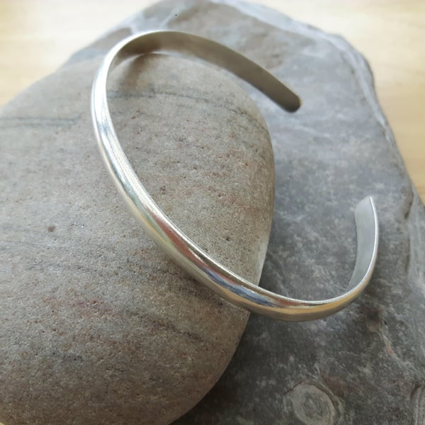 Sterling Silver Cuff Bangle, Minimalist Design,... - Folksy