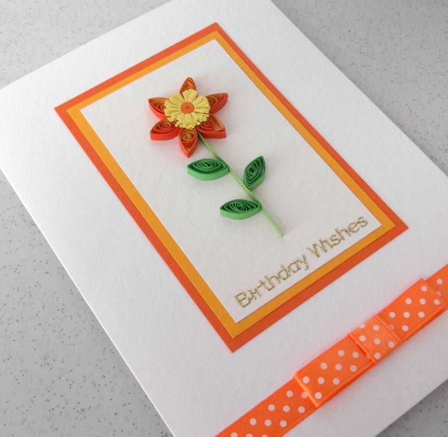 Quilled handmade birthday card, quilling daisy - Folksy