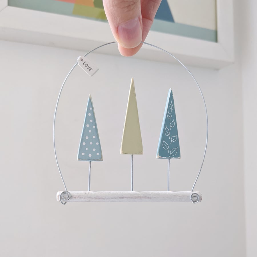 Handmade Hanging Wooden Decoration, Trees with ... - Folksy