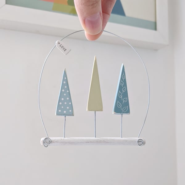 Handmade Hanging Wooden Decoration, Trees with ... - Folksy