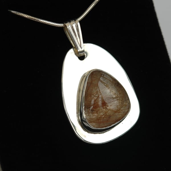 Sterling Silver Freeform Pendant with Rutilated... - Folksy