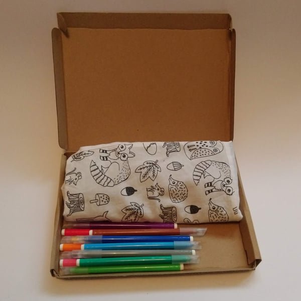 Woodland Animals Bag to Colour, Colouring Activ... - Folksy