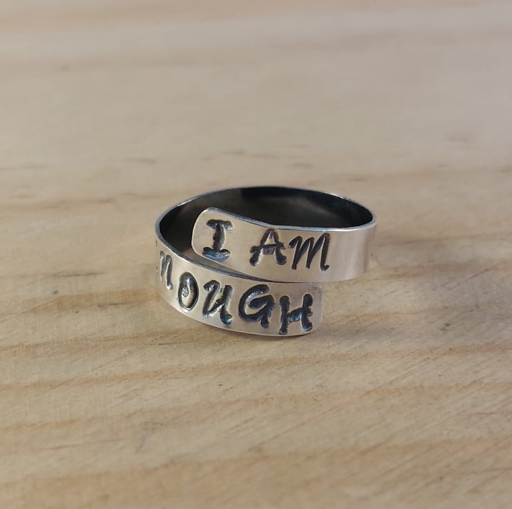 Sterling Silver Hand Stamped I Am Enough Adjust... - Folksy