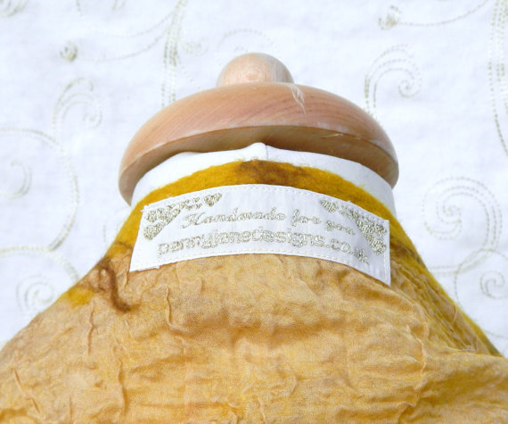 Yellow Gold Scarf Shawl Wrap Silk and Wool Felt... - Folksy