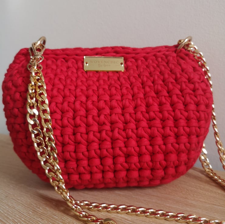 Red crochet bag - Folksy